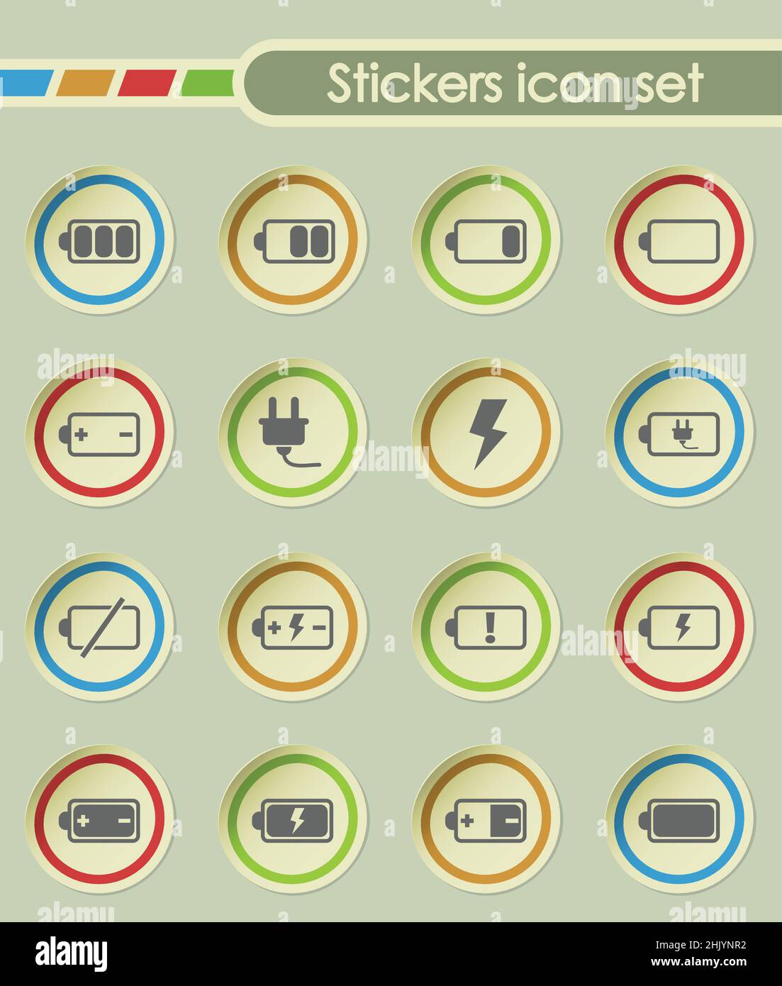 battery round sticker icons for your creative ideas Stock Vector Image ...