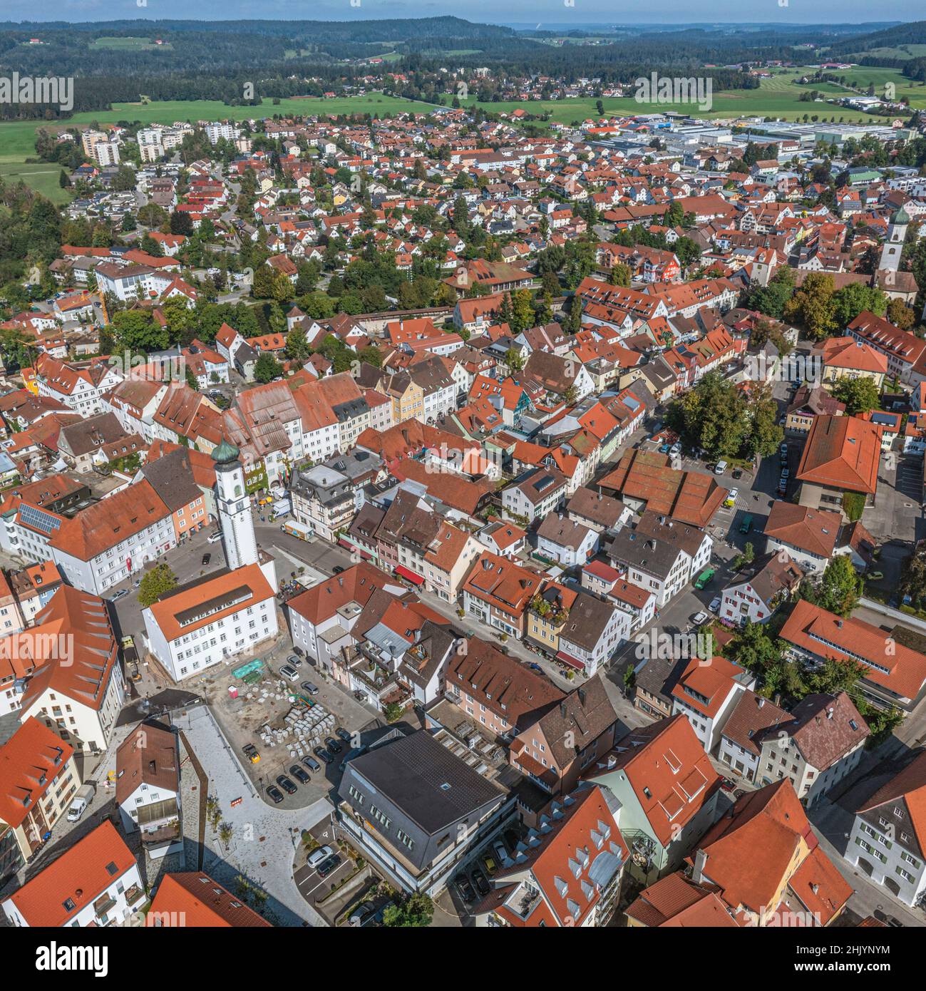 Aerial view to Isny in western Allgaeu Stock Photo - Alamy