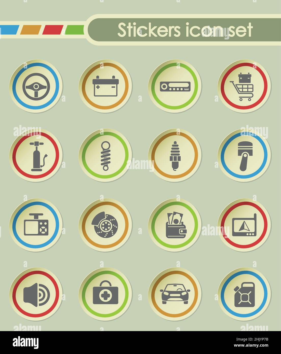car shop round sticker icons for your creative ideas Stock Vector Image ...