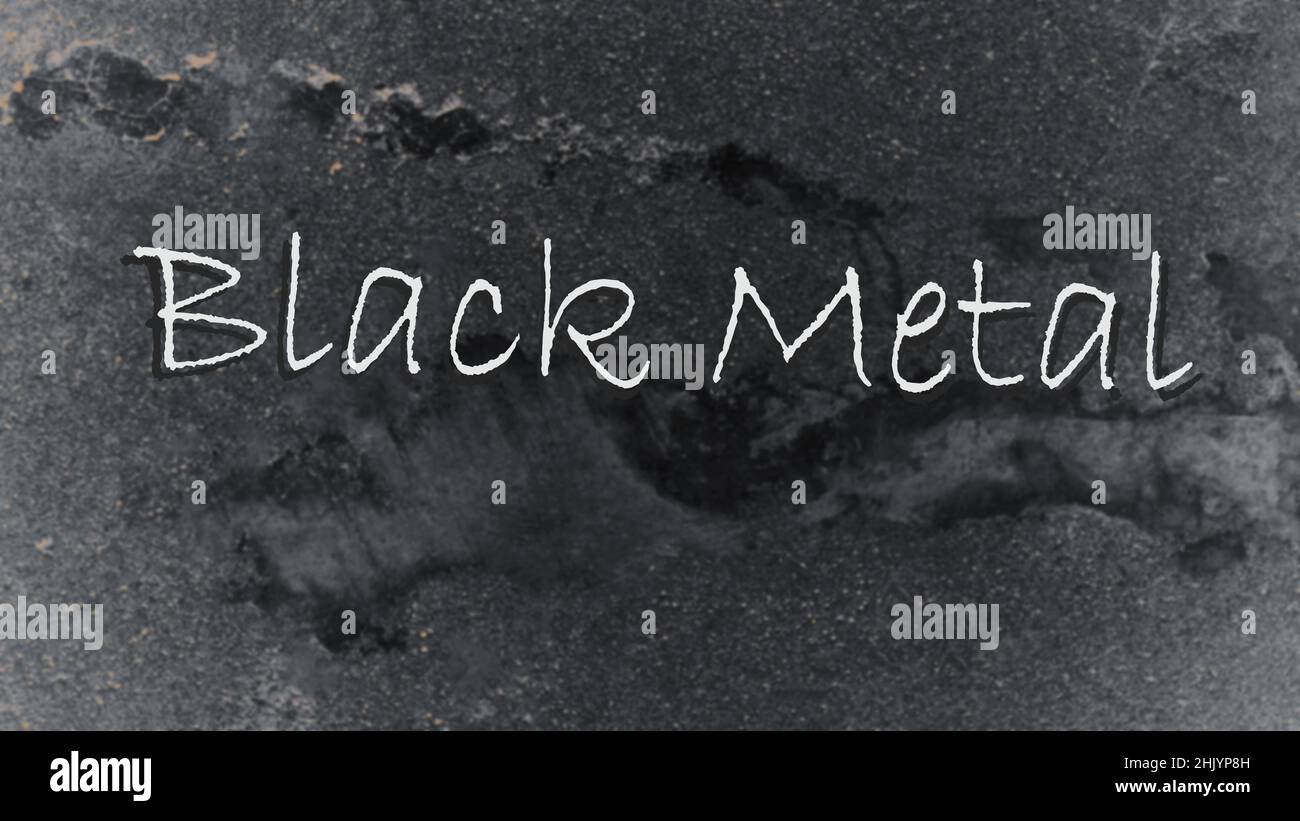 Black Metal text on wall, dark wall texture, panoramic view Stock Photo ...