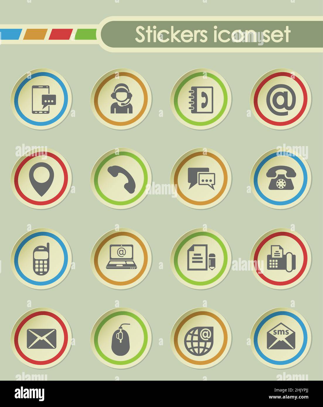 contact us round sticker icons for your creative ideas Stock Vector ...