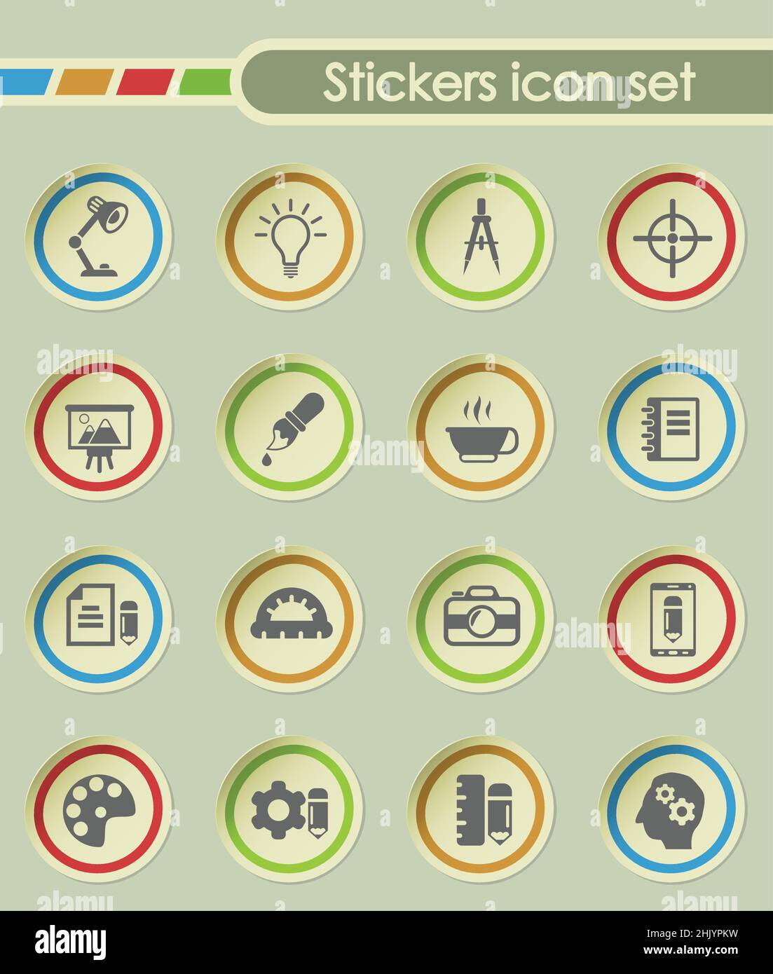 creative process round sticker icons for your creative ideas Stock ...