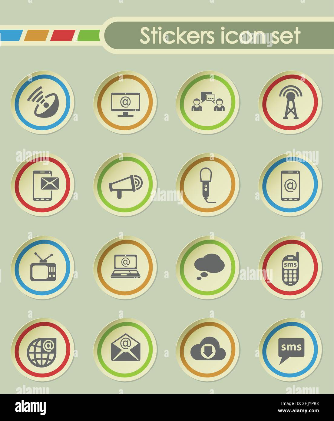 communication round sticker icons for your creative ideas Stock Vector ...