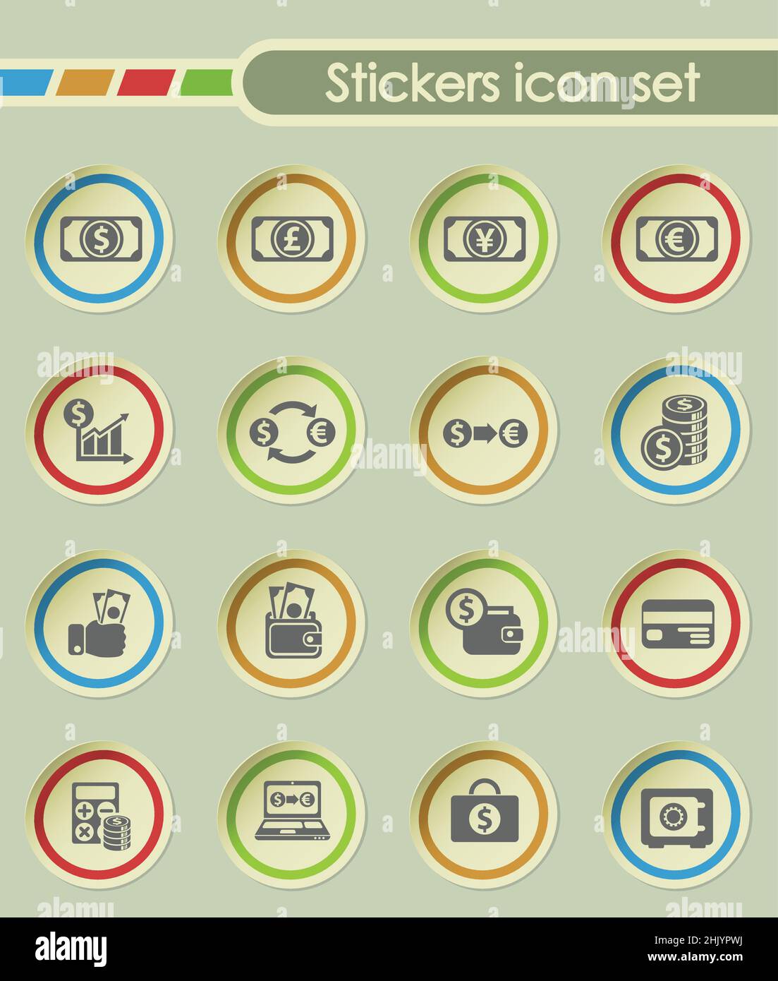 currency exchange round sticker icons for your creative ideas Stock ...