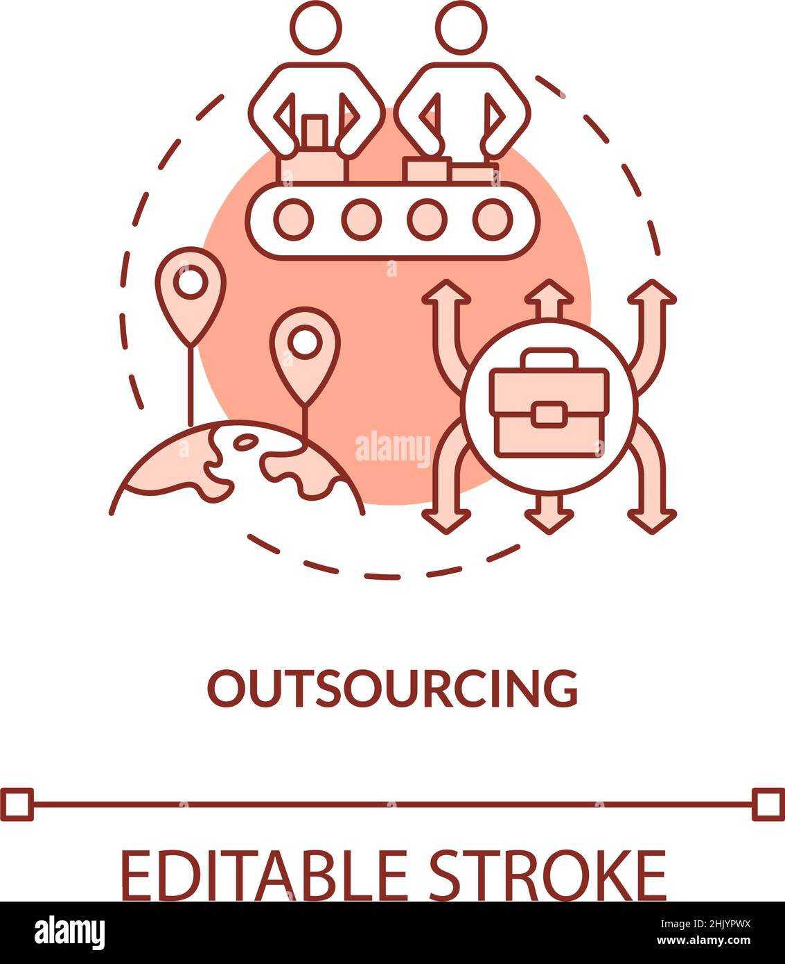 Outsourcing red concept icon Stock Vector Image & Art - Alamy