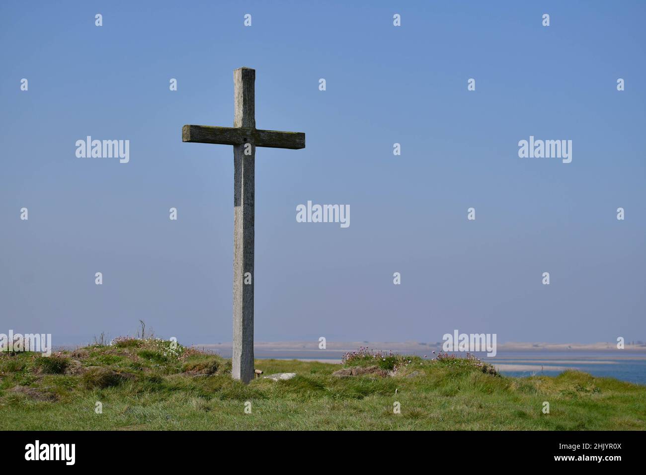 Cross at St Cuthbert's Island Stock Photo - Alamy