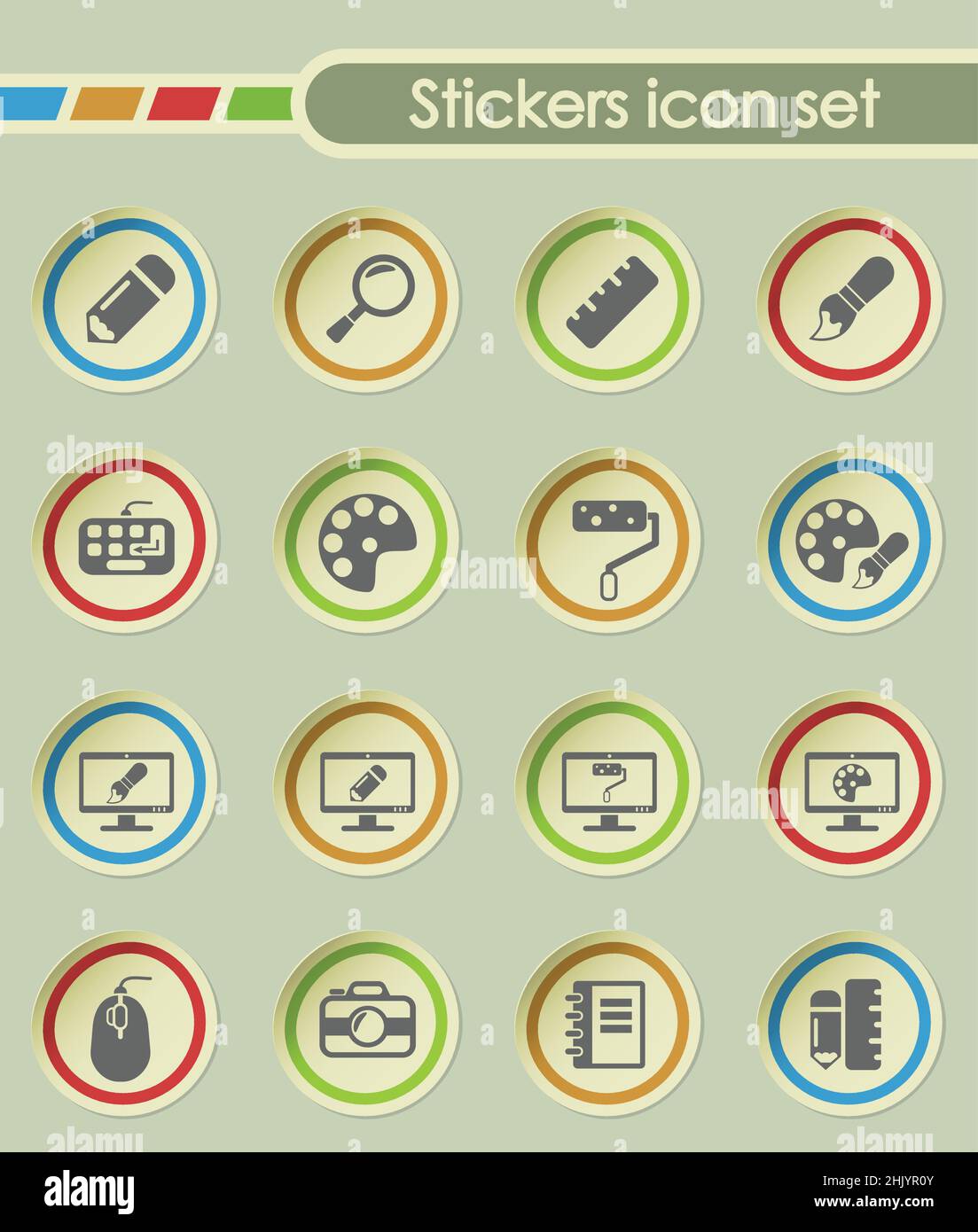 design round sticker icons for your creative ideas Stock Vector Image ...