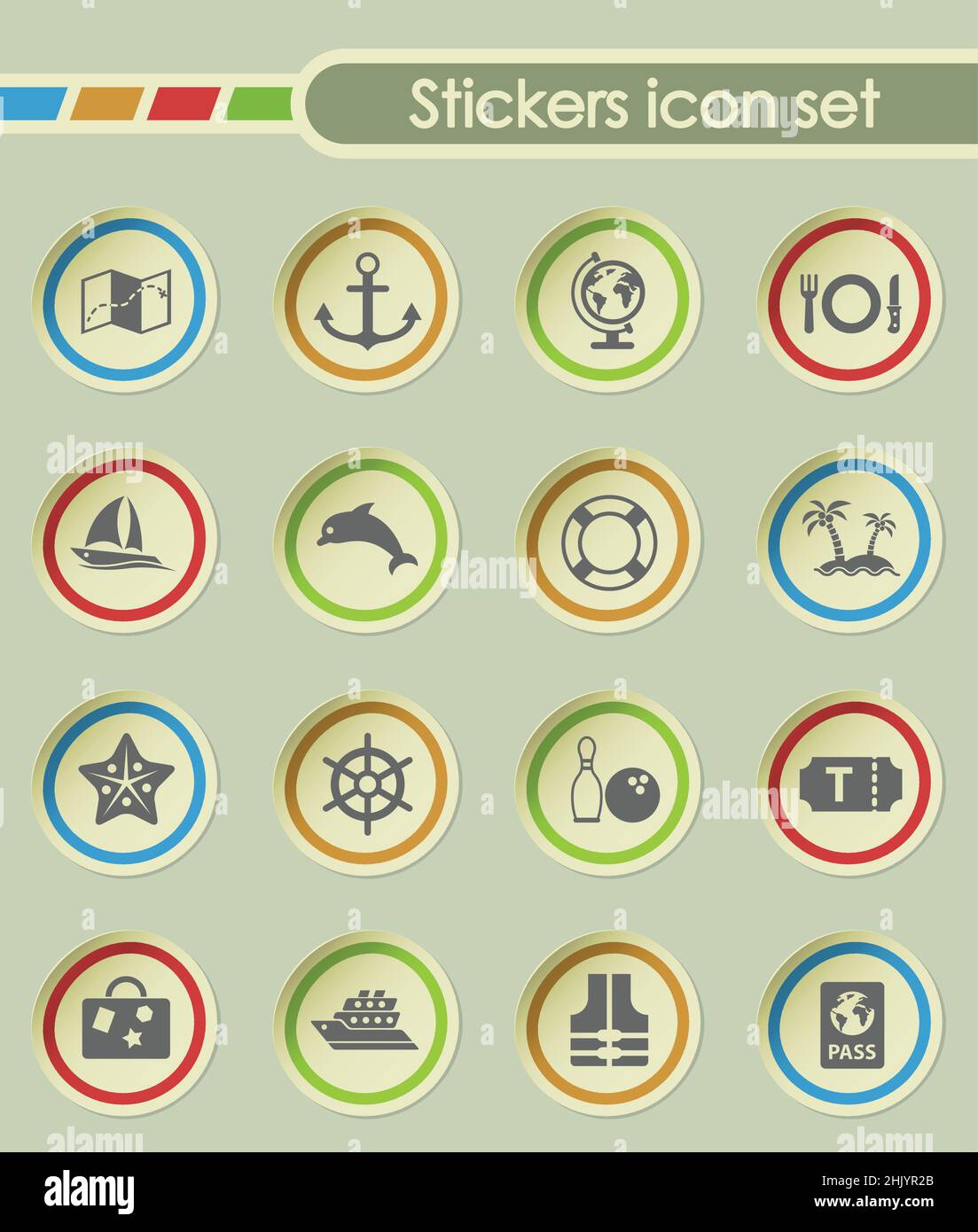 cruise round sticker icons for your creative ideas Stock Vector Image ...