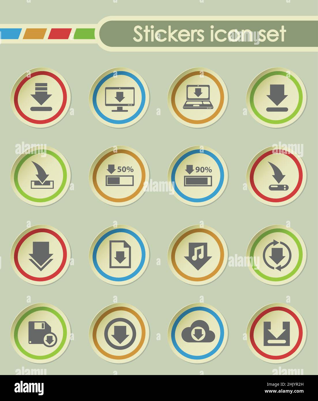 download round sticker icons for your creative ideas Stock Vector Image & Art - Alamy