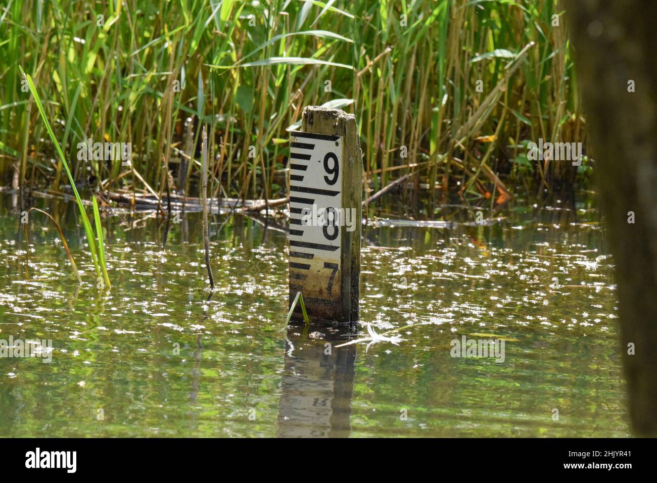 Water depth marker Stock Photo - Alamy