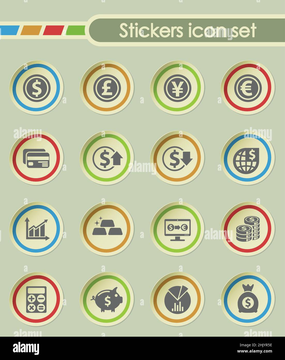 currency exchange round sticker icons for your creative ideas Stock ...