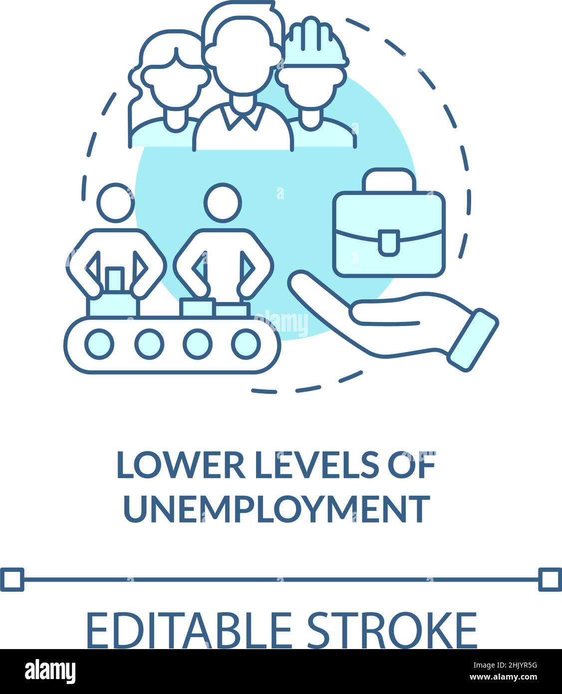 Lower levels of unemployment turquoise concept icon Stock Vector Image ...