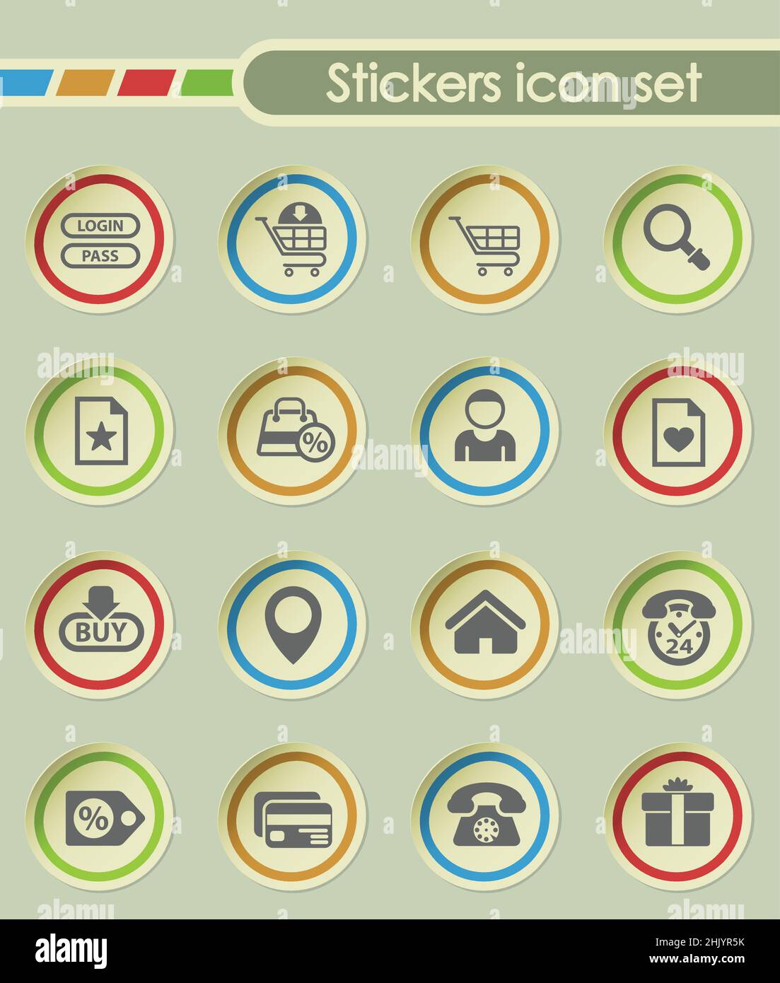 e-commerce interface round sticker icons for your creative ideas Stock ...