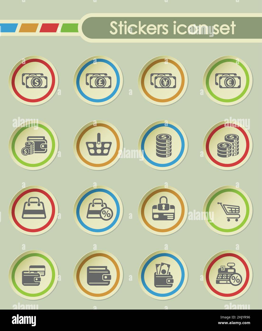 e-commerce round sticker icons for your creative ideas Stock Vector ...