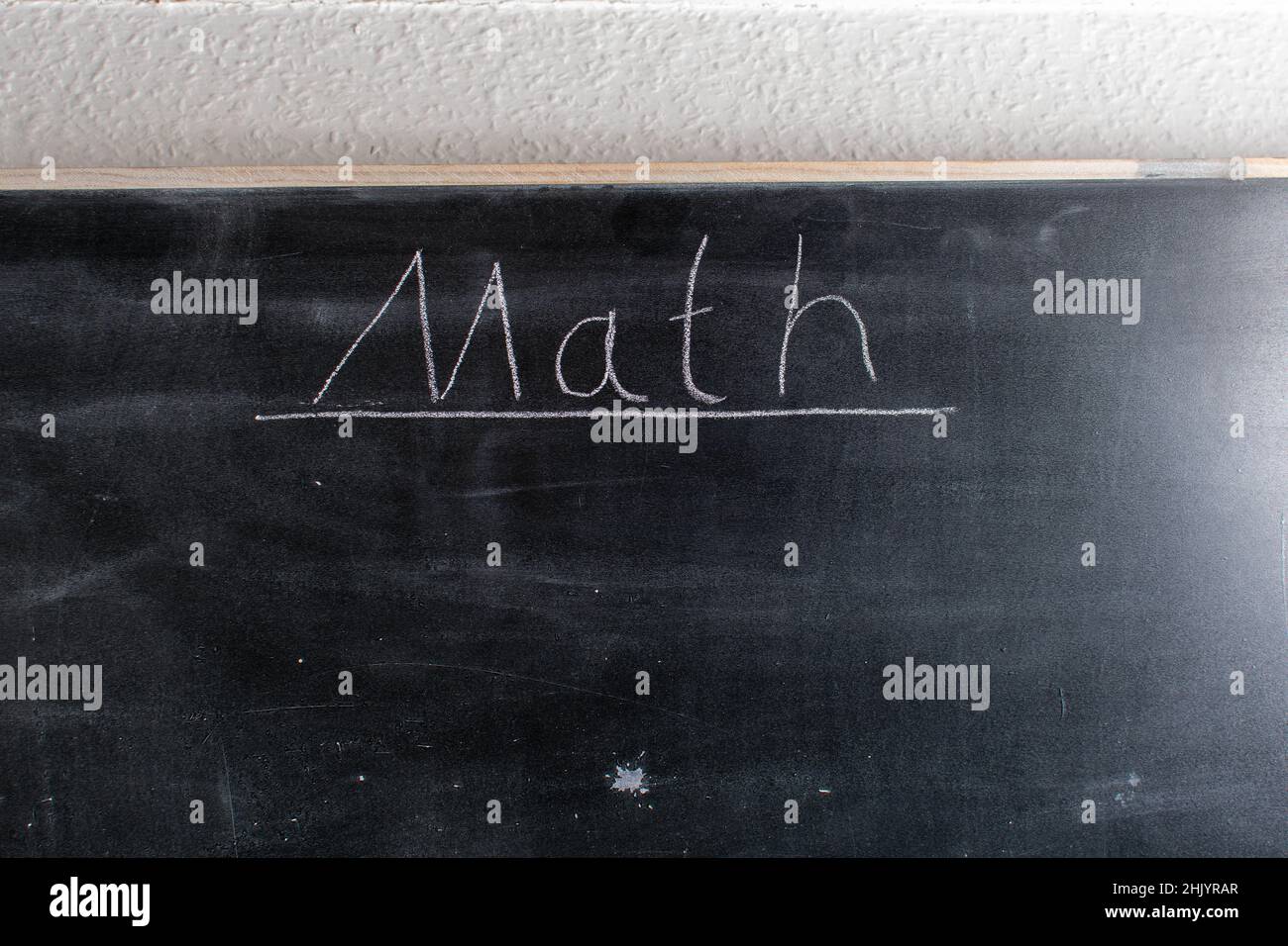 The word Math on a blackboard Stock Photo - Alamy