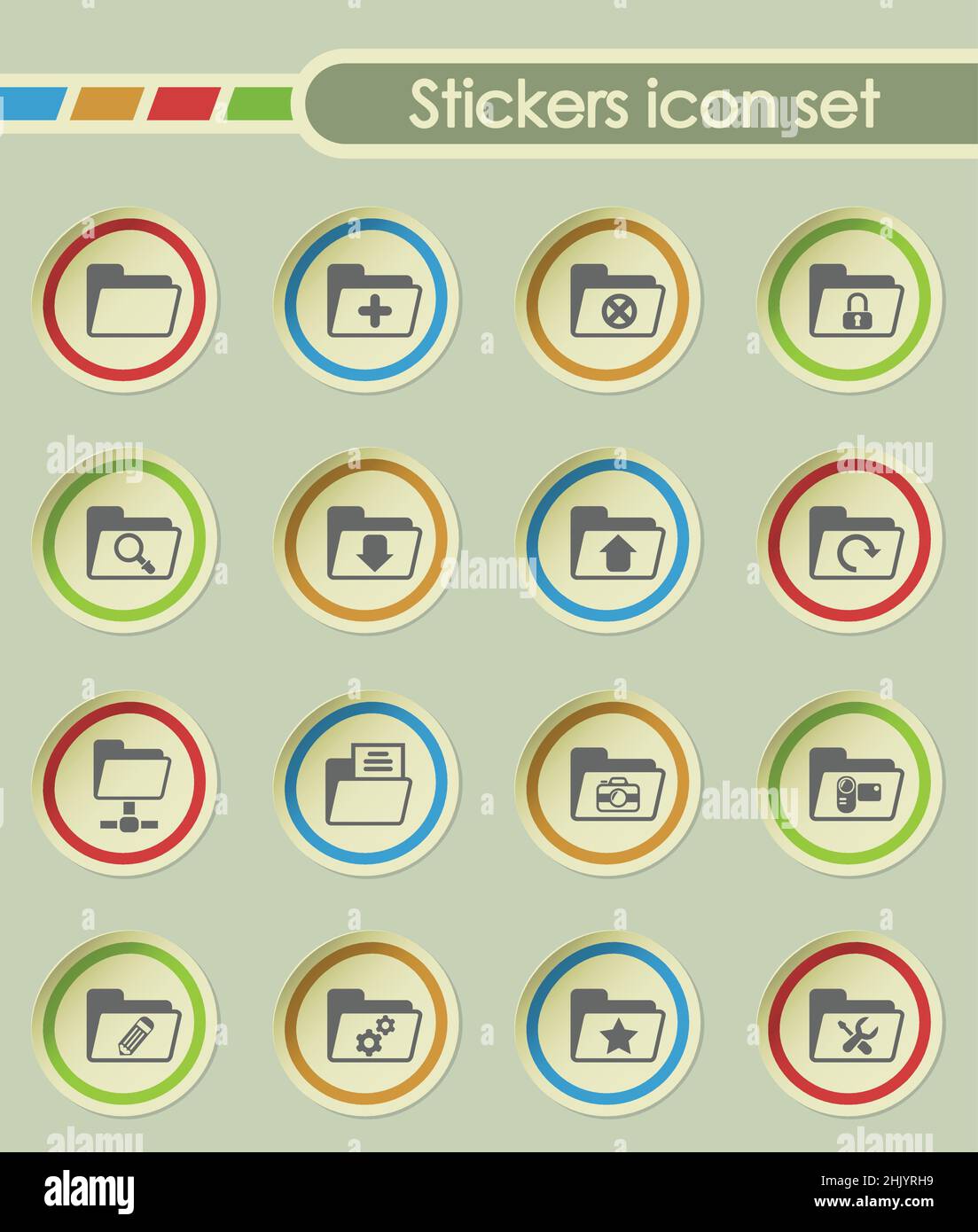 folder round sticker icons for your creative ideas Stock Vector Image ...