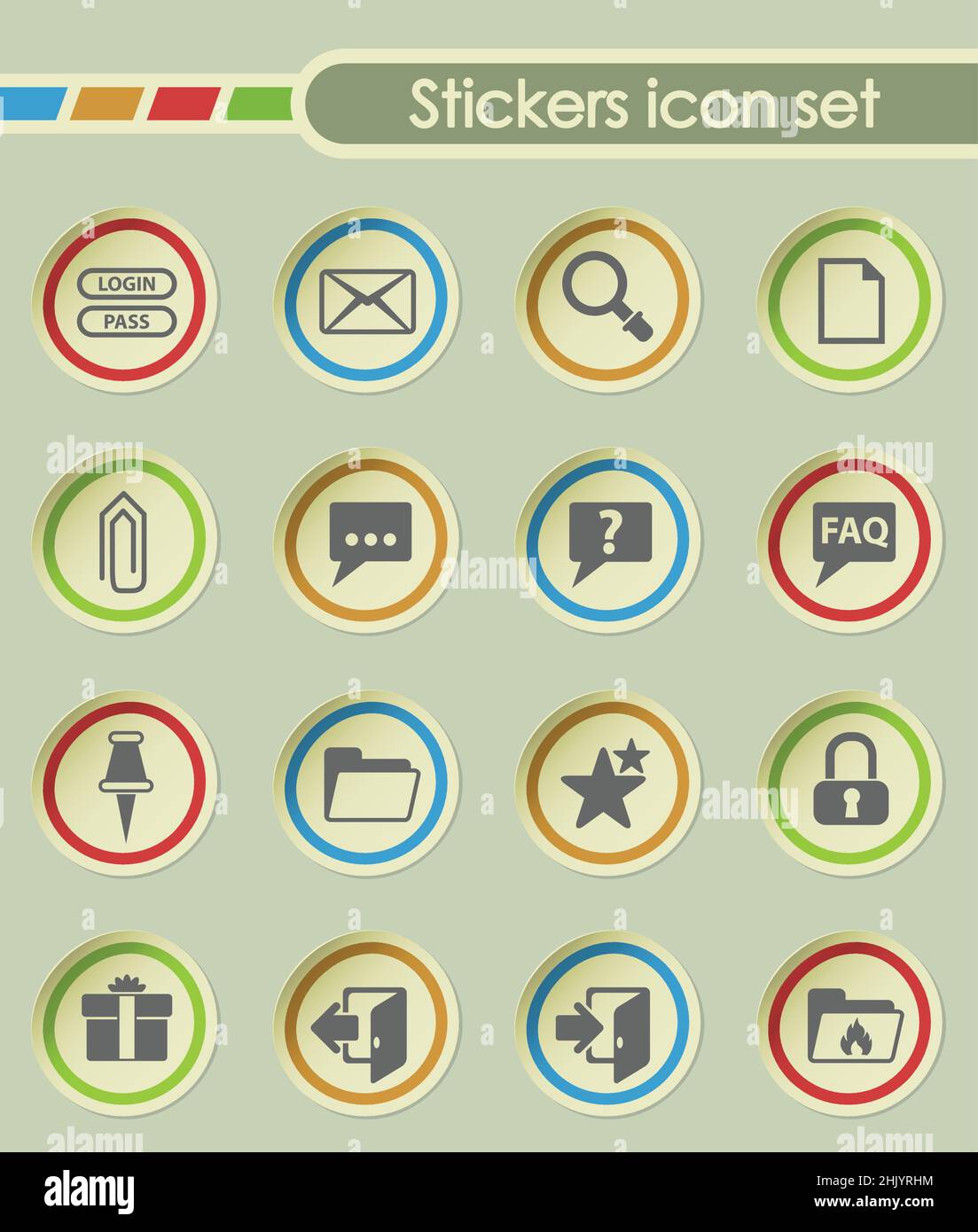 forum interface round sticker icons for your creative ideas Stock ...