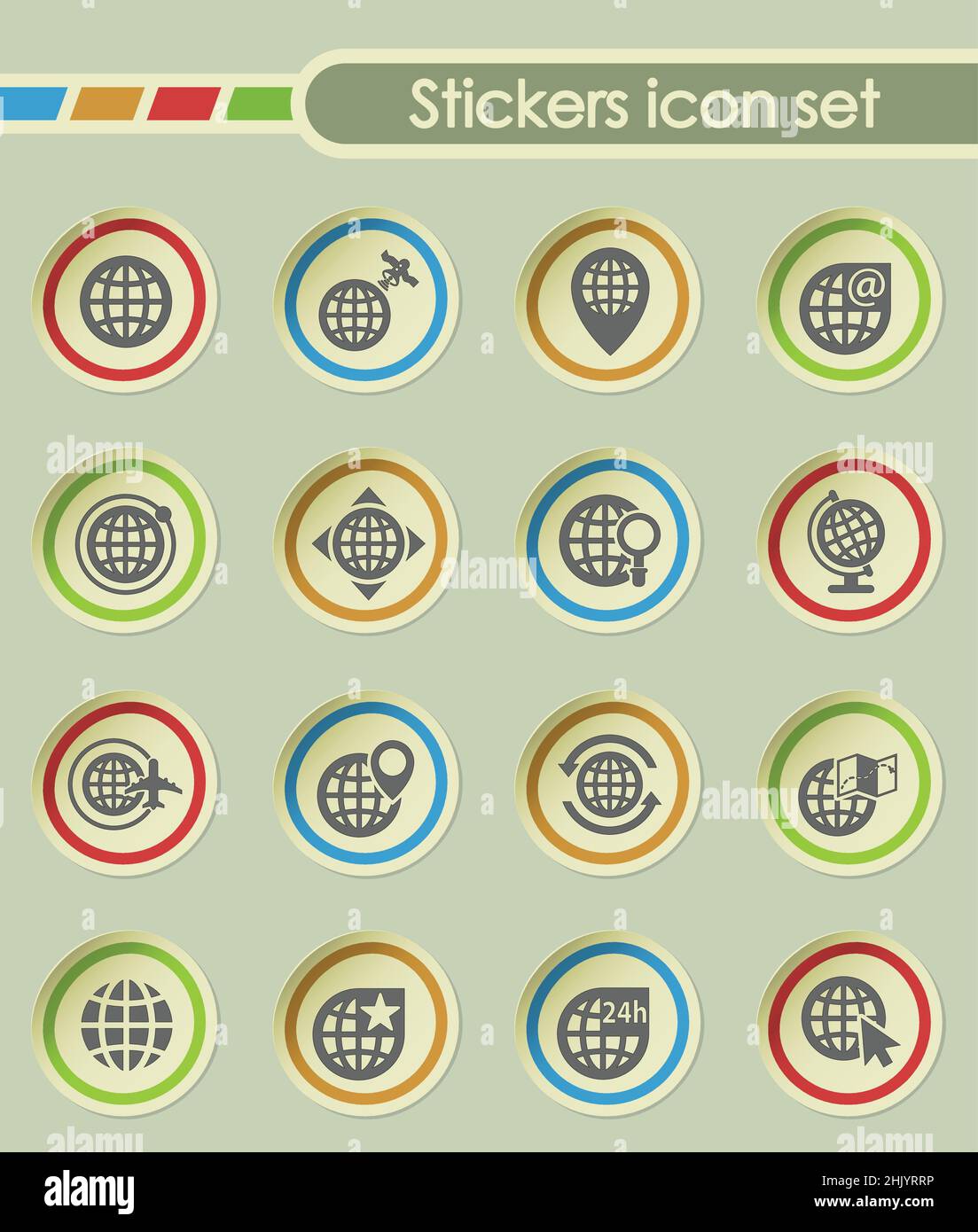 globes round sticker icons for your creative ideas Stock Vector Image ...