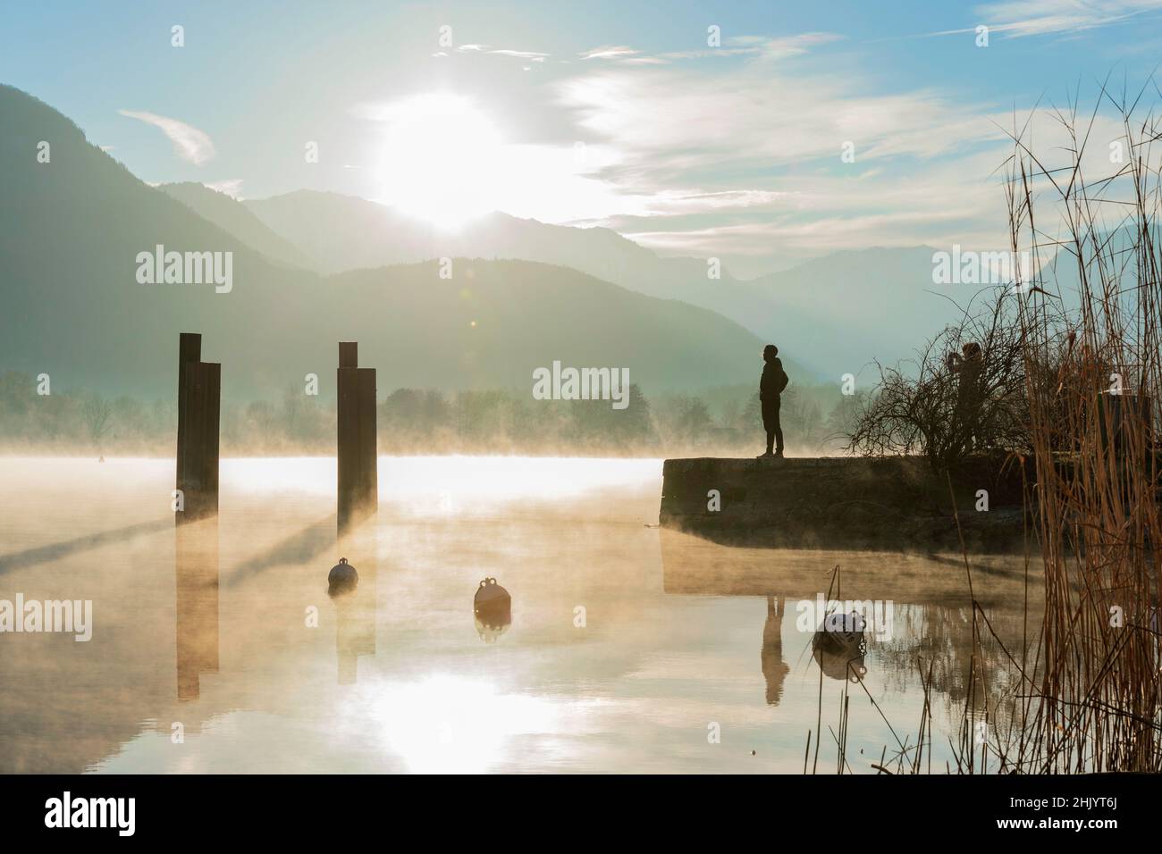 Frozen morning on Annecy lake, France Stock Photo - Alamy