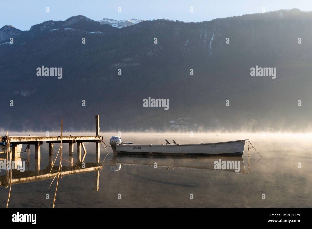 Frozen morning on Annecy lake, France Stock Photo - Alamy