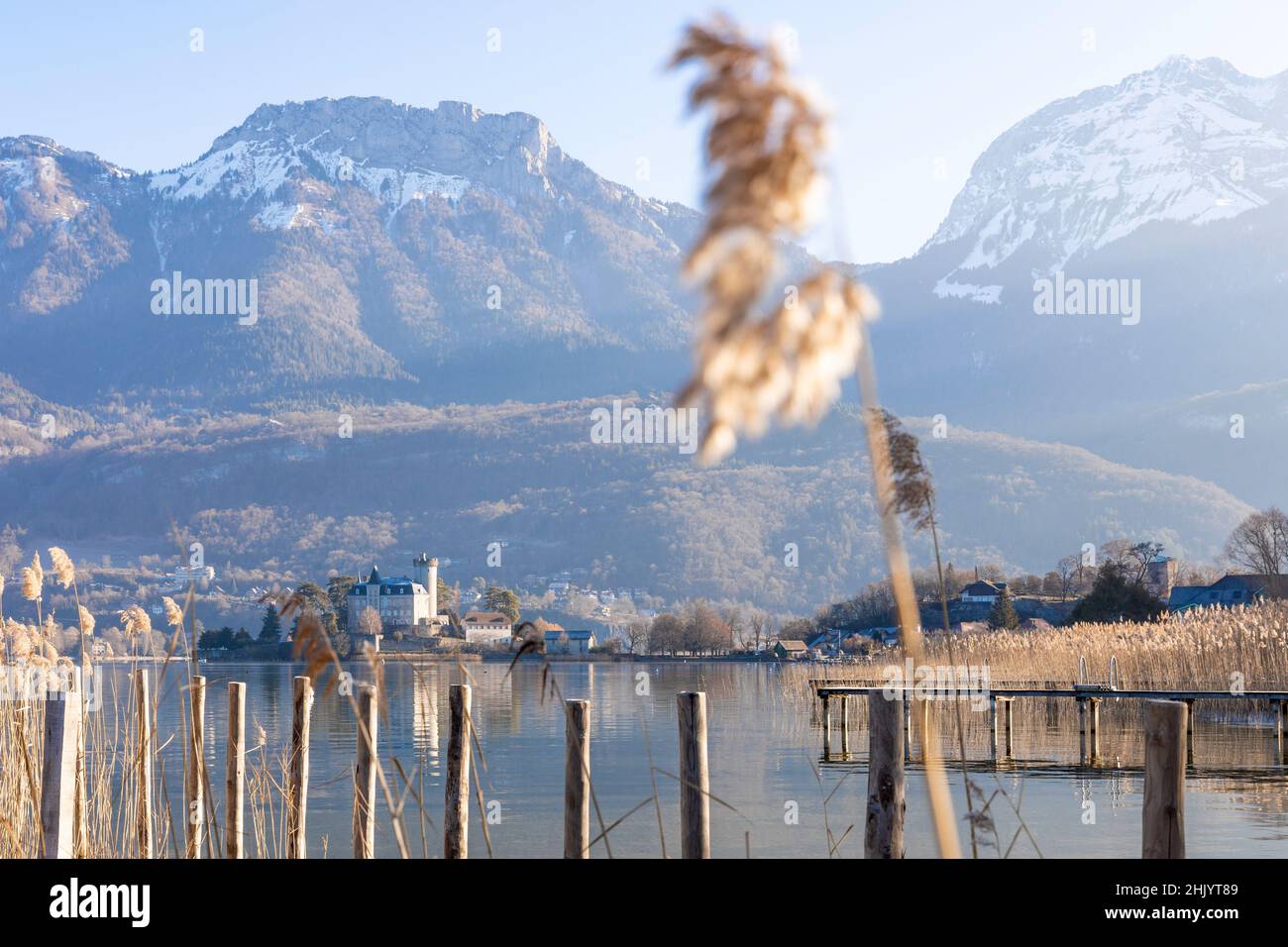 Frozen morning on Annecy lake, France Stock Photo - Alamy