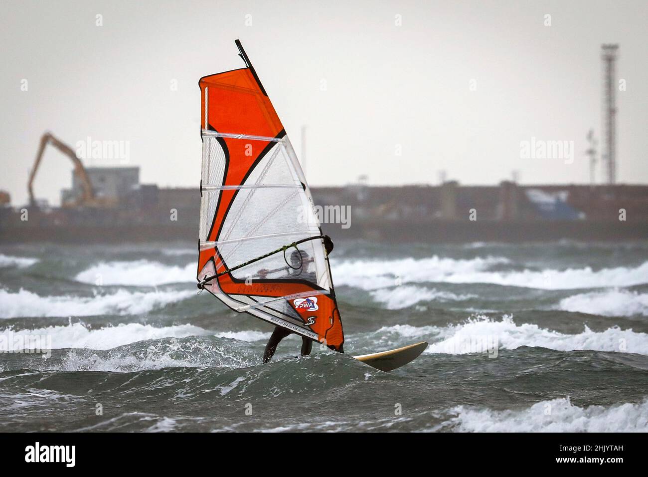 Troon, UK. 01st Feb, 2022. At the end of Storm Corrie, as the winds ...