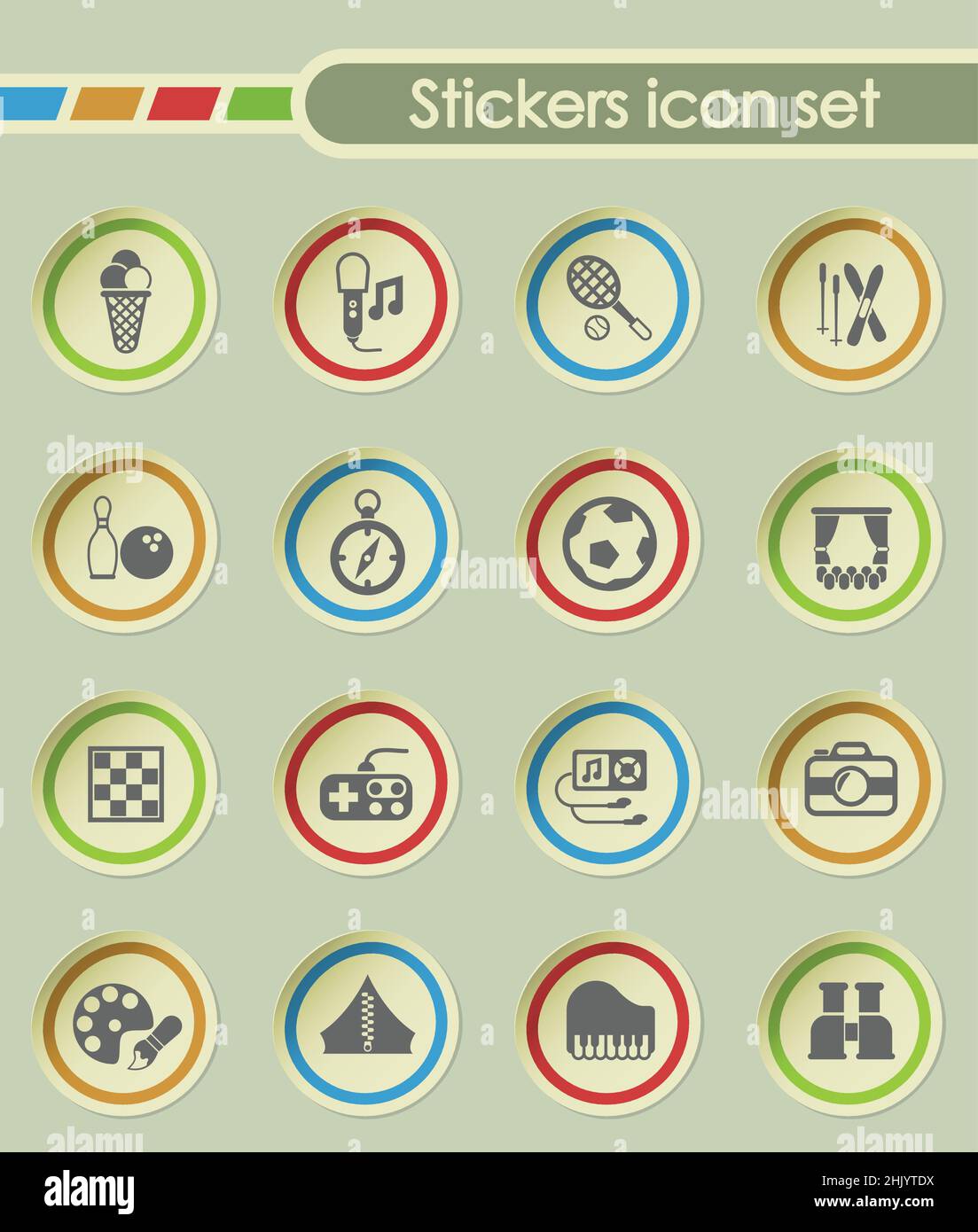 leisure round sticker icons for your creative ideas Stock Vector Image ...