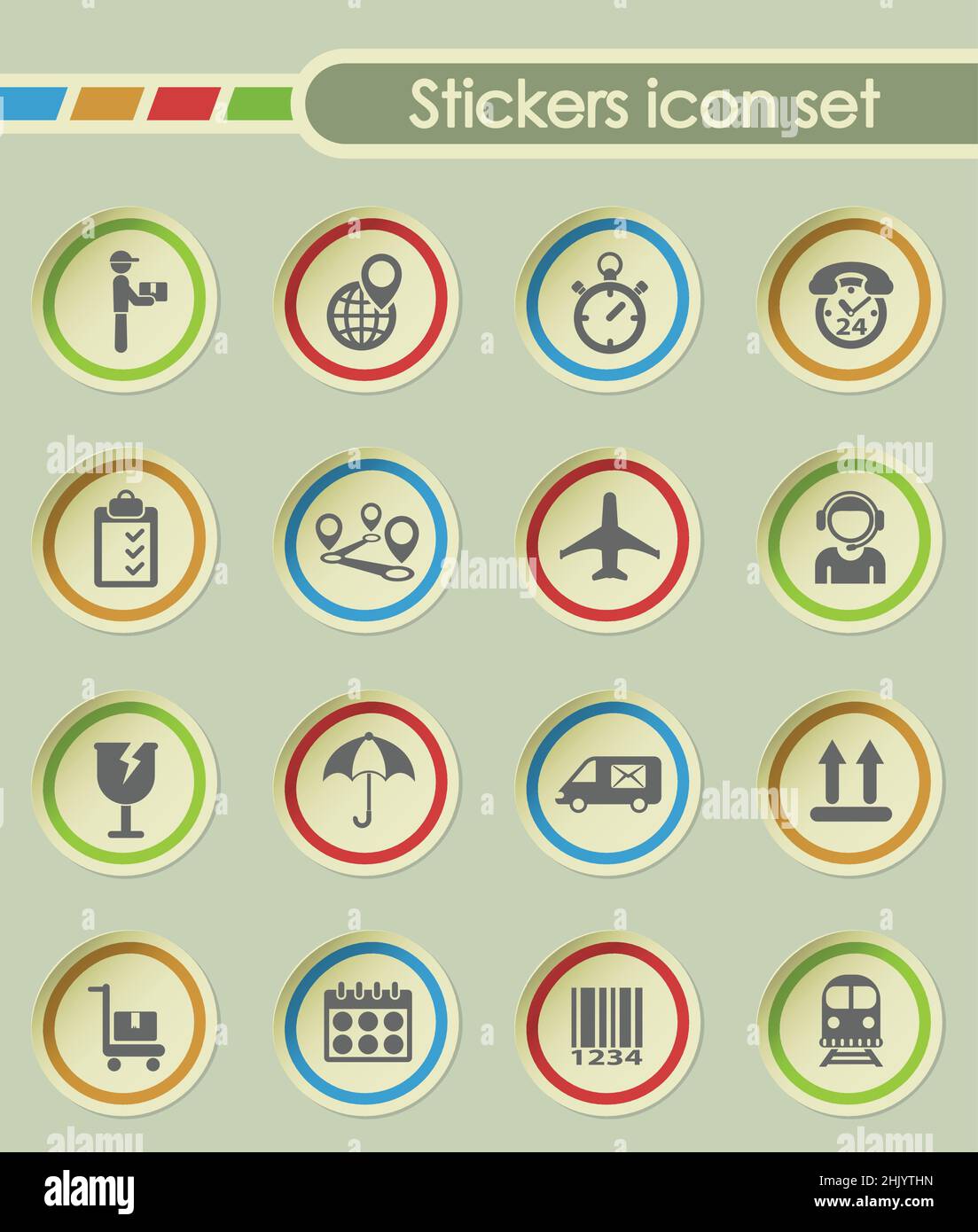 logistic round sticker icons for your creative ideas Stock Vector Image ...