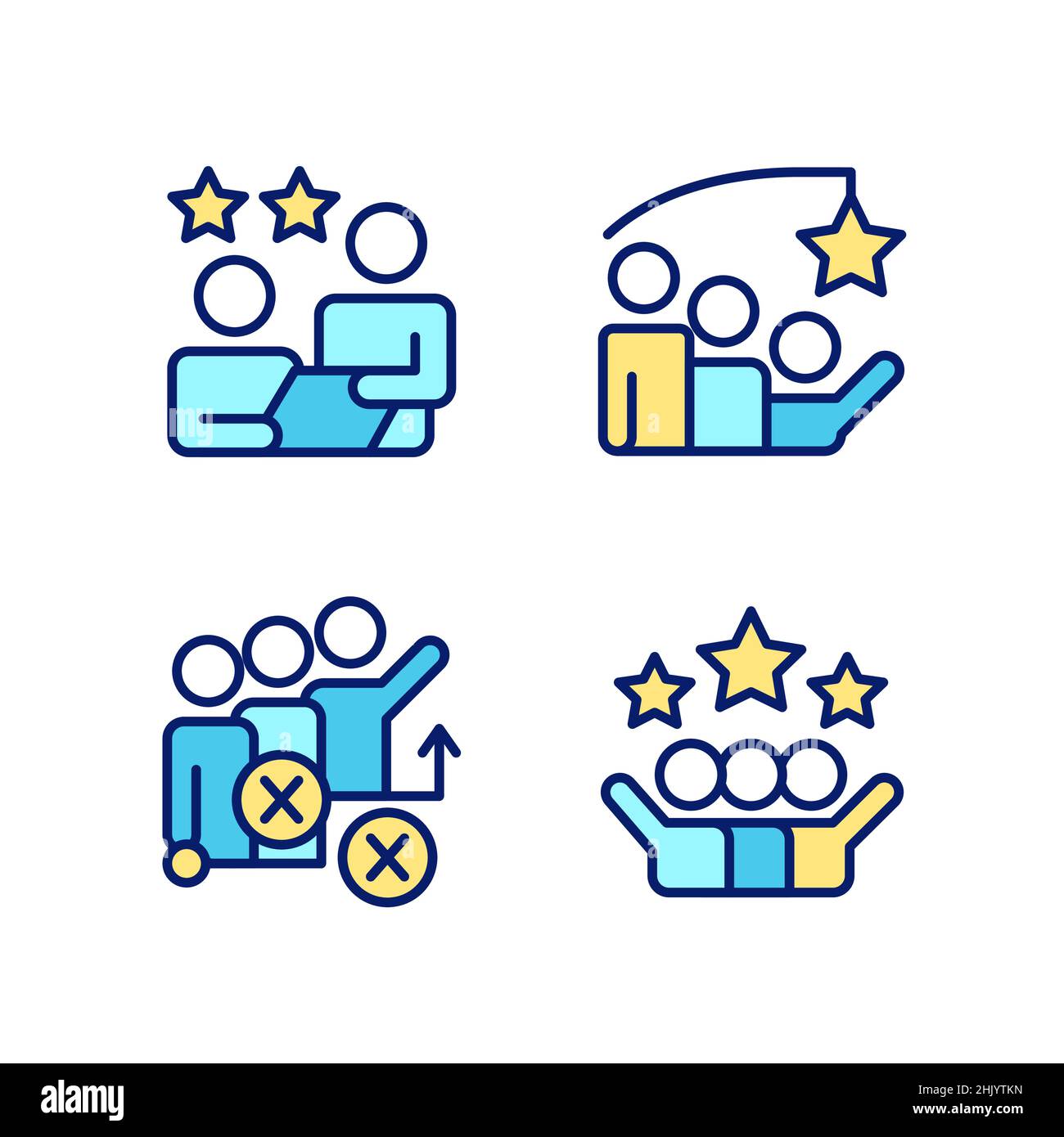 Group achievement pixel perfect RGB color icons set Stock Vector Image ...