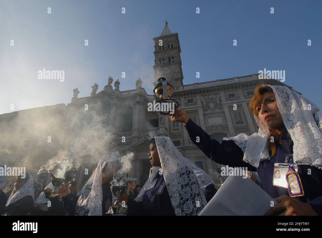 Rome, Italy 28/10/2007: Cristo Moreno Peruvians procession in front of ...