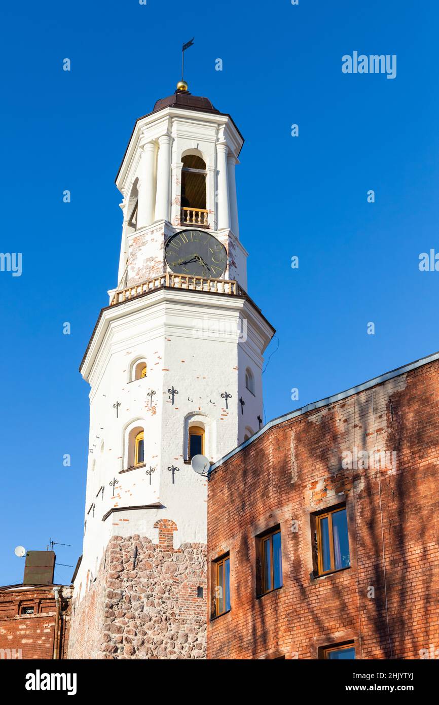 Old Clock Tower and destroyed cathedral. Vyborg, Russia Stock Photo - Alamy