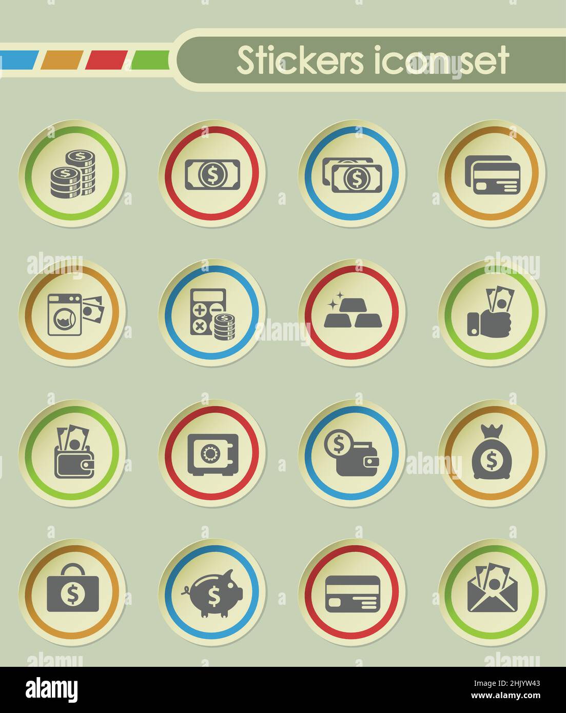 money round sticker icons for your creative ideas Stock Vector Image ...