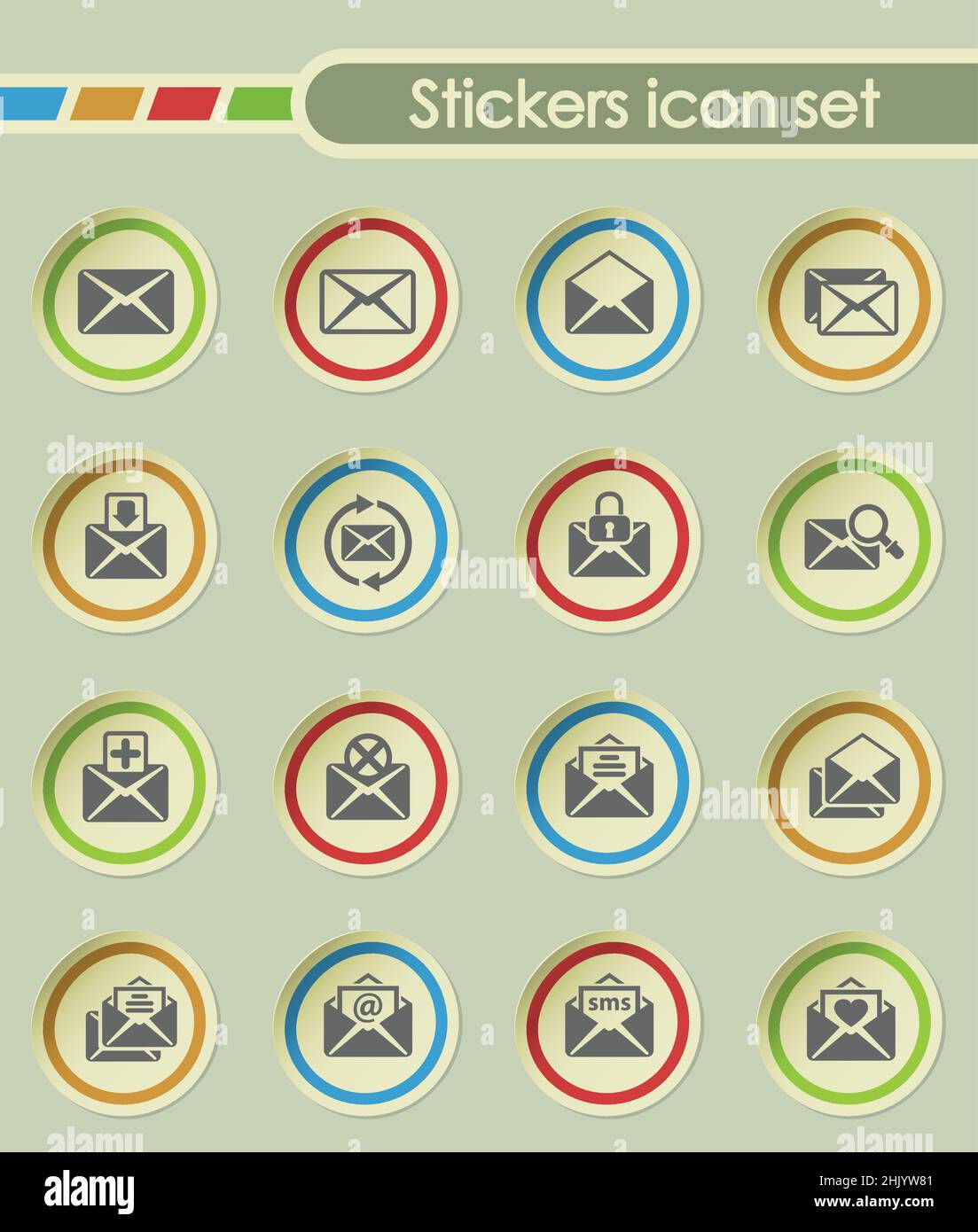 mail round sticker icons for your creative ideas Stock Vector Image ...