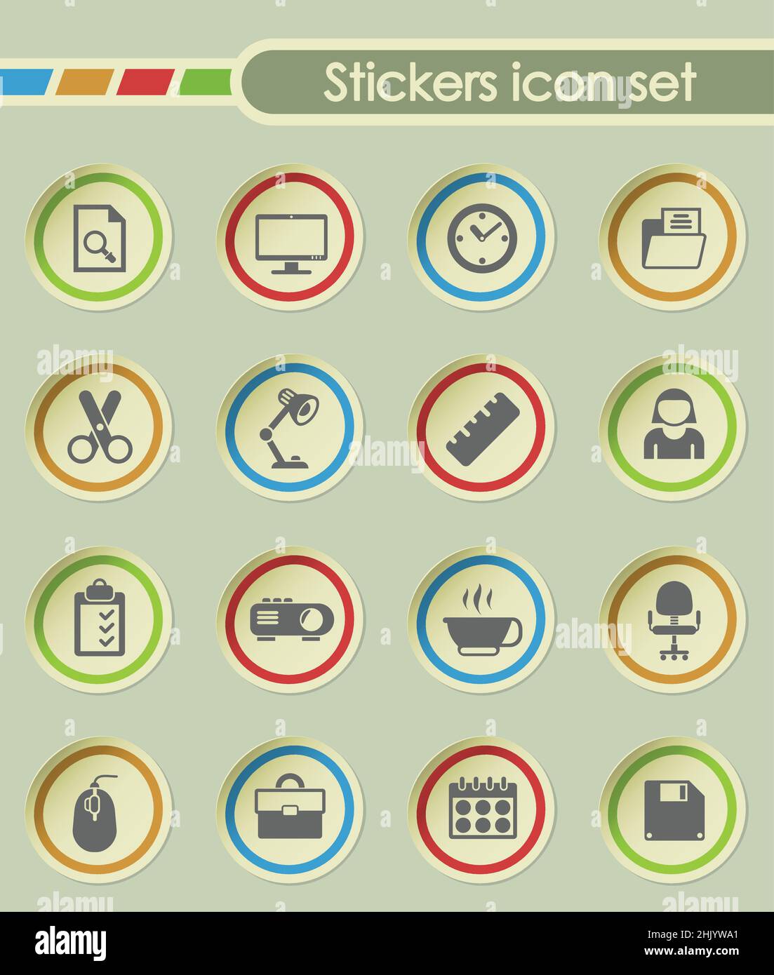 office round sticker icons for your creative ideas Stock Vector Image ...