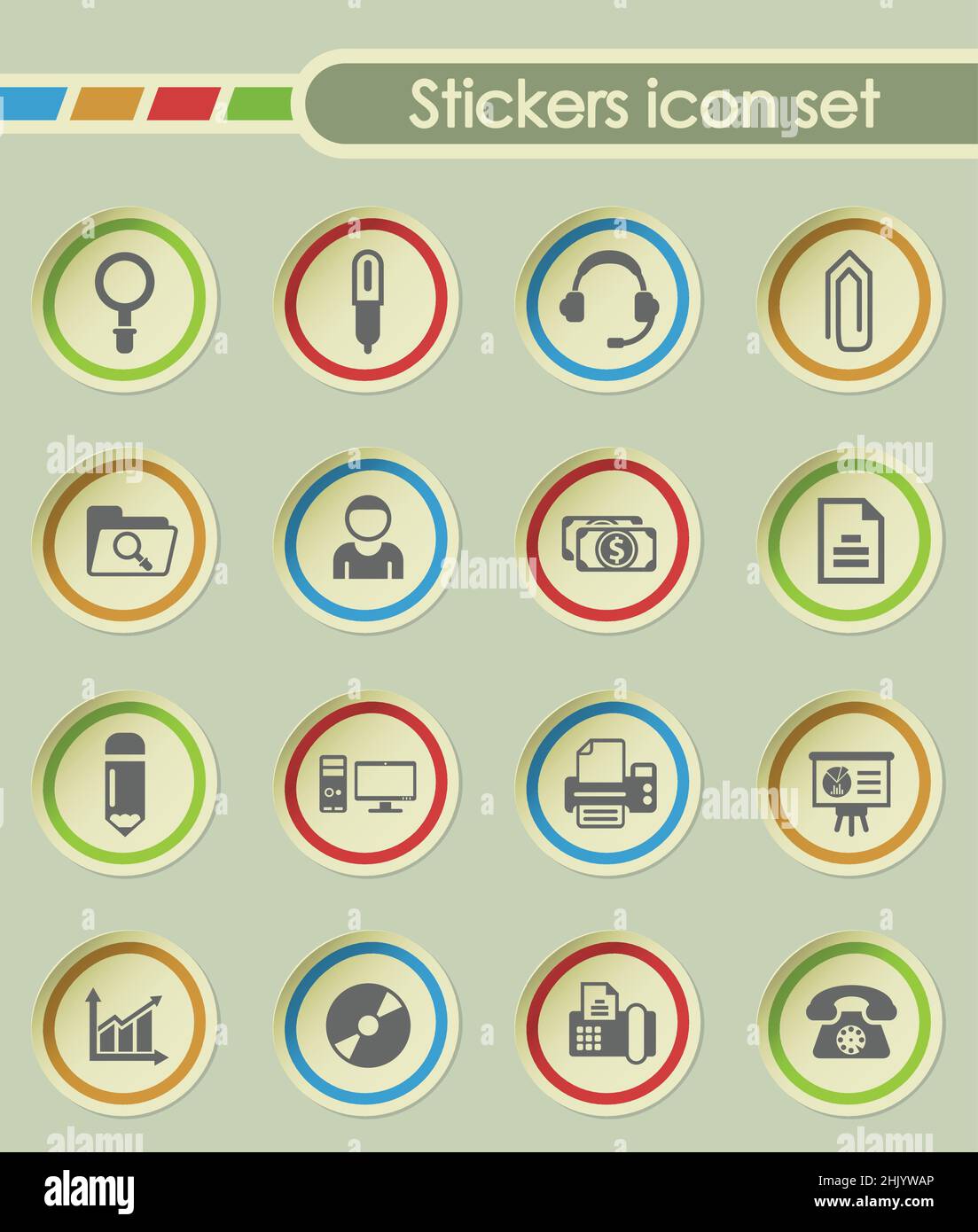 office round sticker icons for your creative ideas Stock Vector Image ...