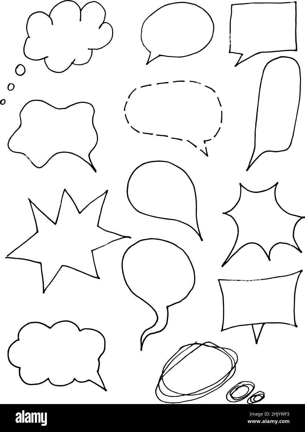 Set of different shapes and sizes of speech bubbles, round, oval ...