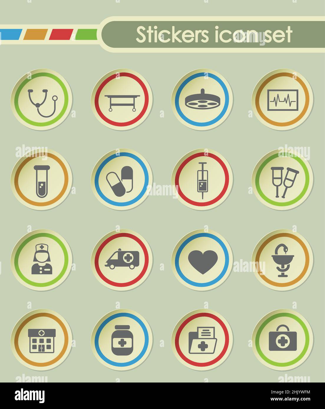 medicine round sticker icons for your creative ideas Stock Vector Image ...