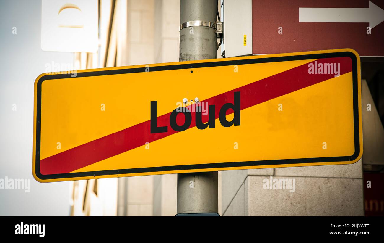 Street Sign the Direction Way to Quiet versus Loud Stock Photo - Alamy