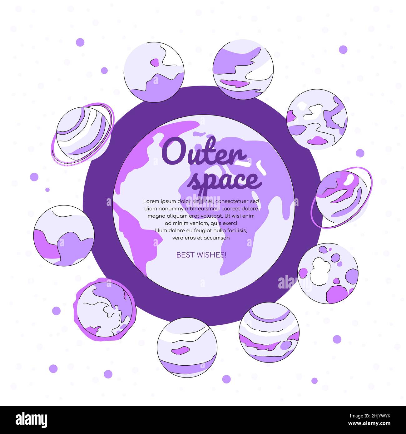 Outer space - modern isometric colorful web banner with copy space for ...