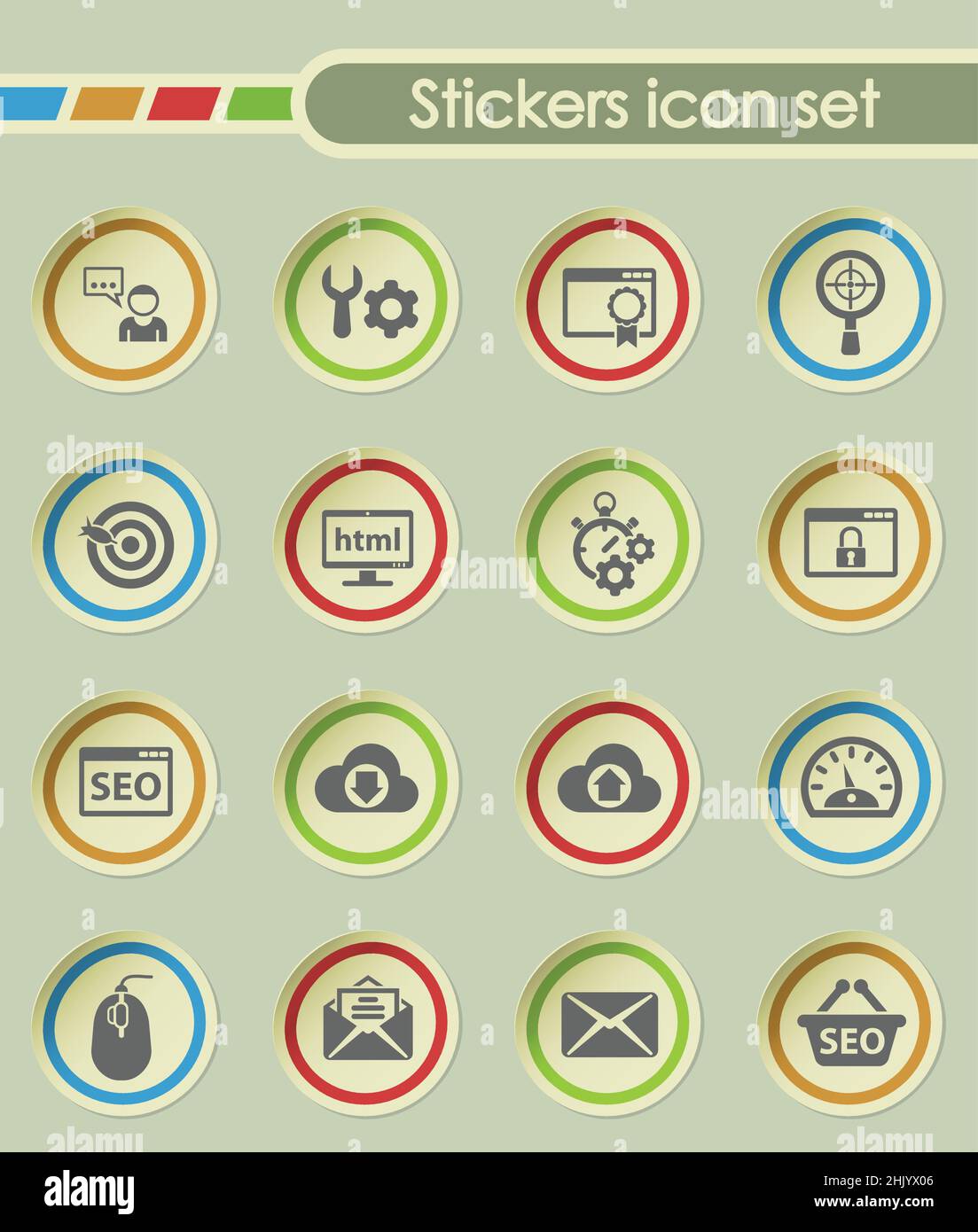 seo round sticker icons for your creative ideas Stock Vector Image ...