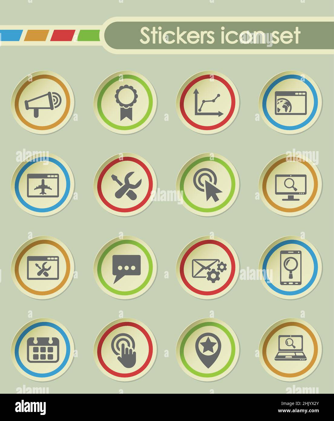 seo round sticker icons for your creative ideas Stock Vector Image ...