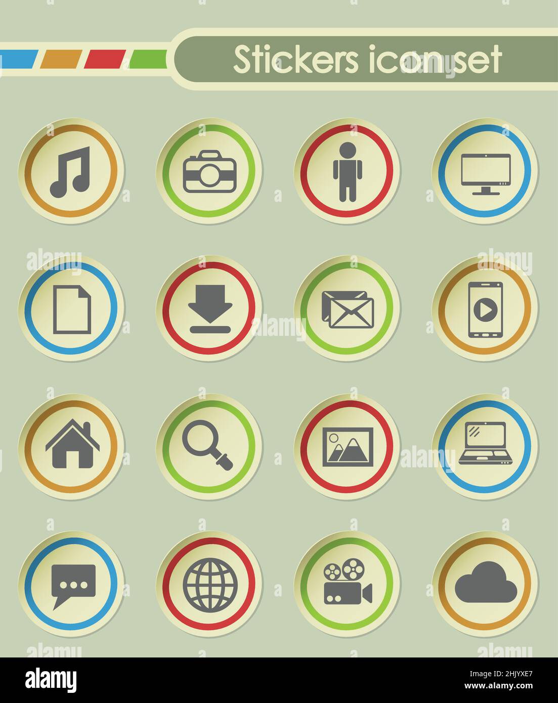 social media round sticker icons for your creative ideas Stock Vector ...