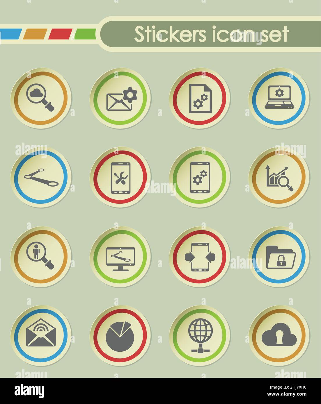 social network round sticker icons for your creative ideas Stock Vector ...