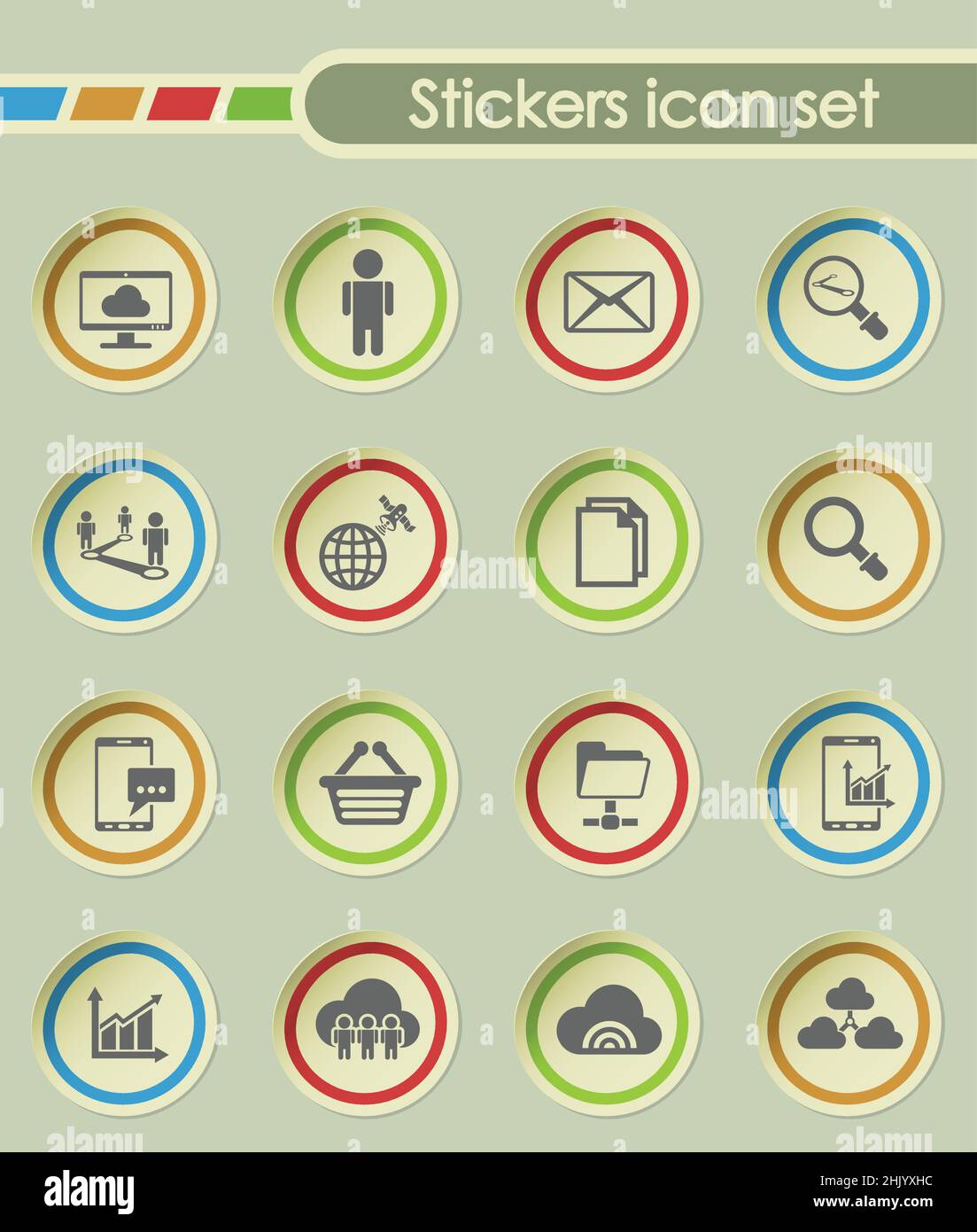 social network round sticker icons for your creative ideas Stock Vector ...