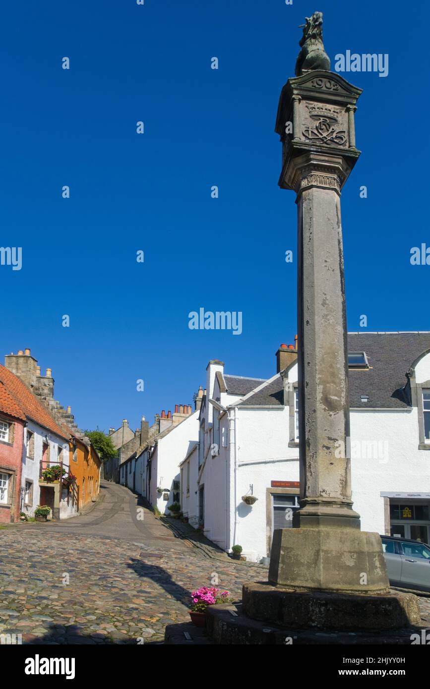 Ancient Culross village Mercat Cross. Showing some of the ancient ...
