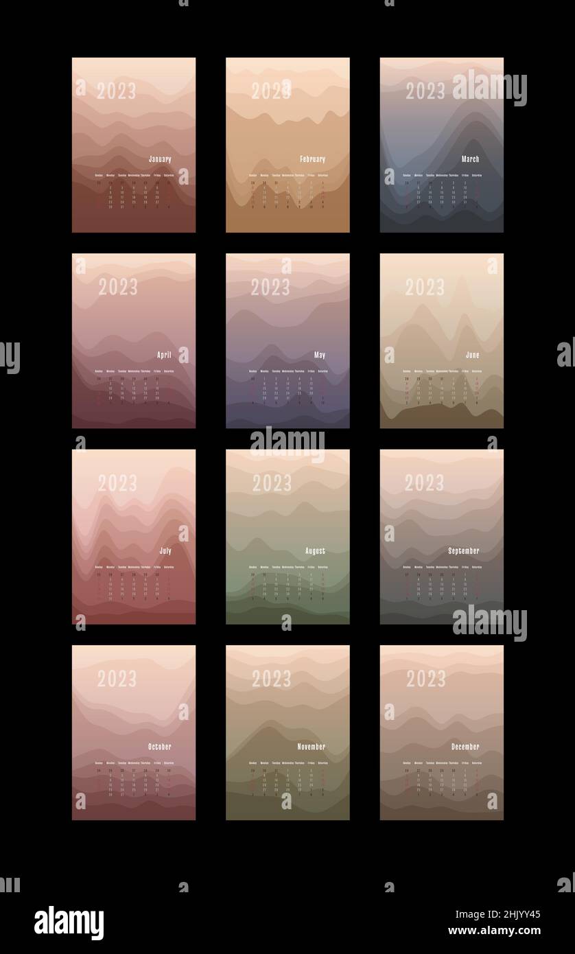 2023 vertical calendar every month separately. monthly personal planner ...