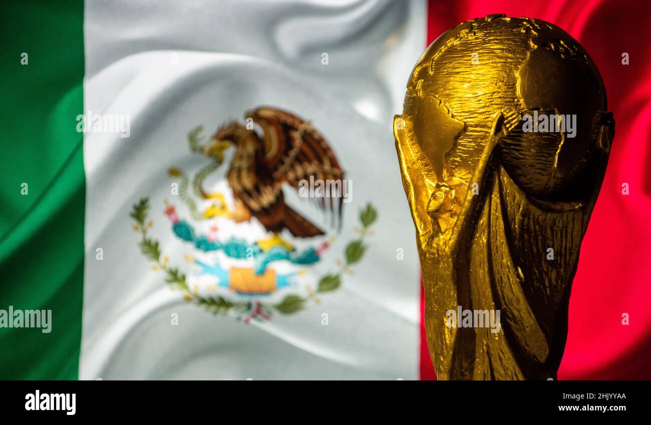 October 6, 2021, Mexico City, Mexico. FIFA World Cup on the background ...