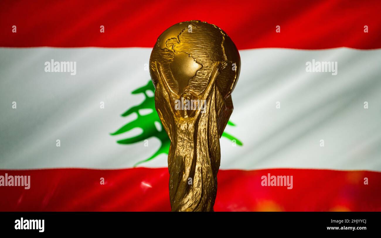 October 6, 2021, Beirut, Lebanon. FIFA World Cup on the background of ...