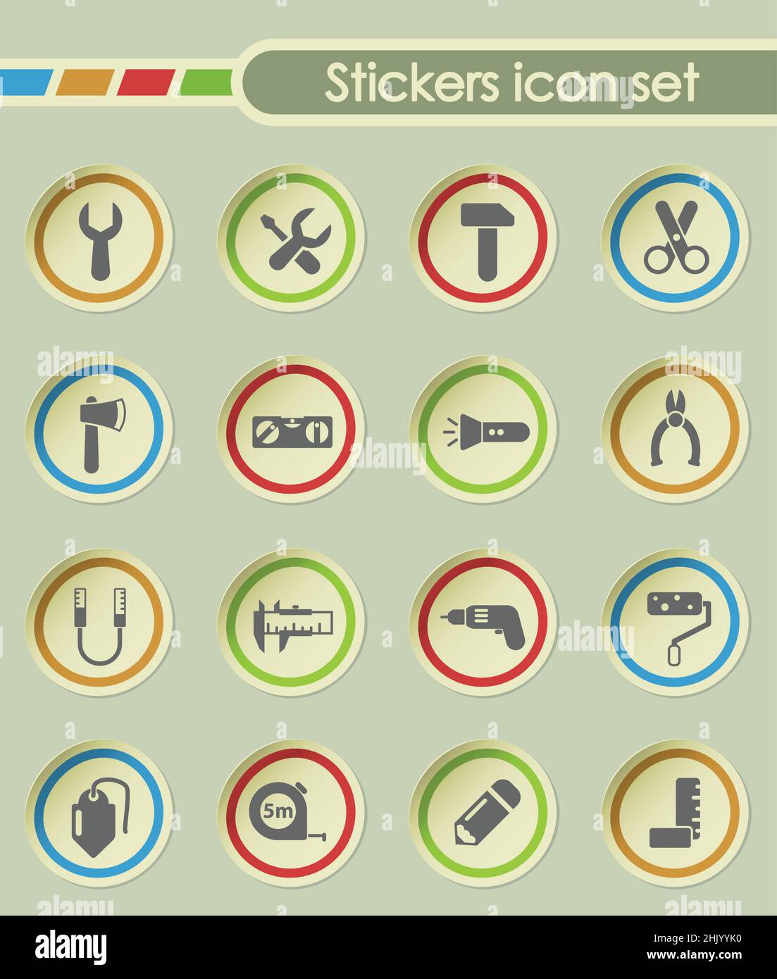 work tools round sticker icons for your creative ideas Stock Vector ...
