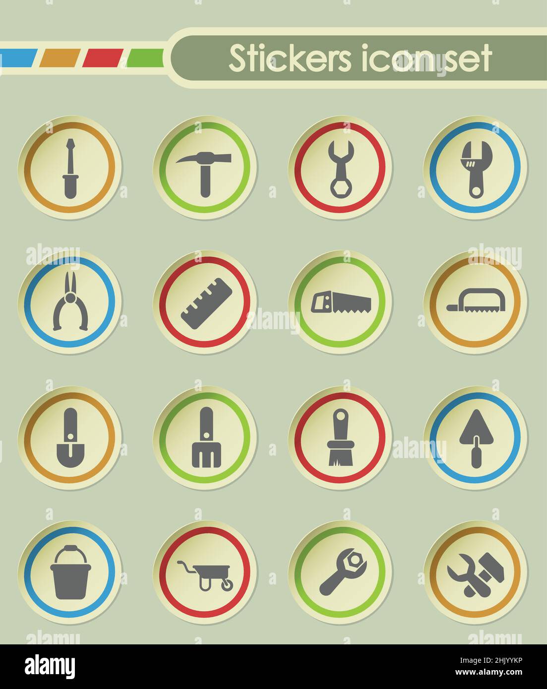 work tools round sticker icons for your creative ideas Stock Vector ...